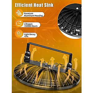 LED High Bay Light, 100W 10000LM Super Bright UFO High Bay LED Lights, 6500K LED Shop Lights, IP54 Warehouse Lights Area Light Fixture Commercial Bay Lighting Bay Lights for Garage Barn Workshop-10