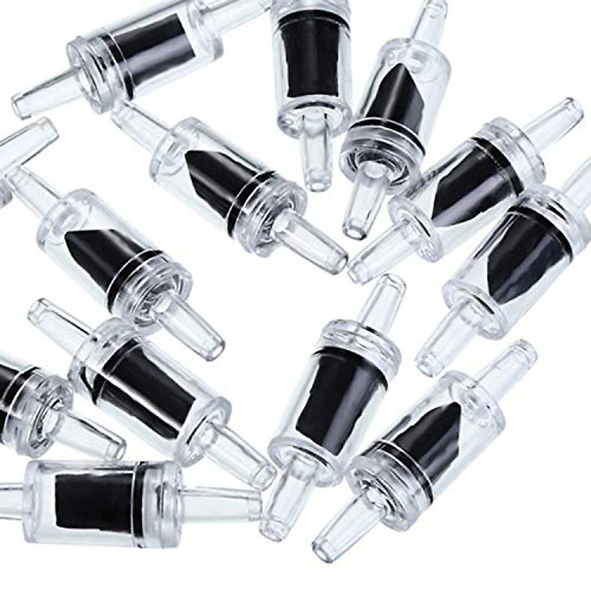 Maxmoral 10PCS Plastic One Way Air Pump Check Valves Non-Return Aquarium Fish Tank Air Pump Stop Valve Accessories(Black)