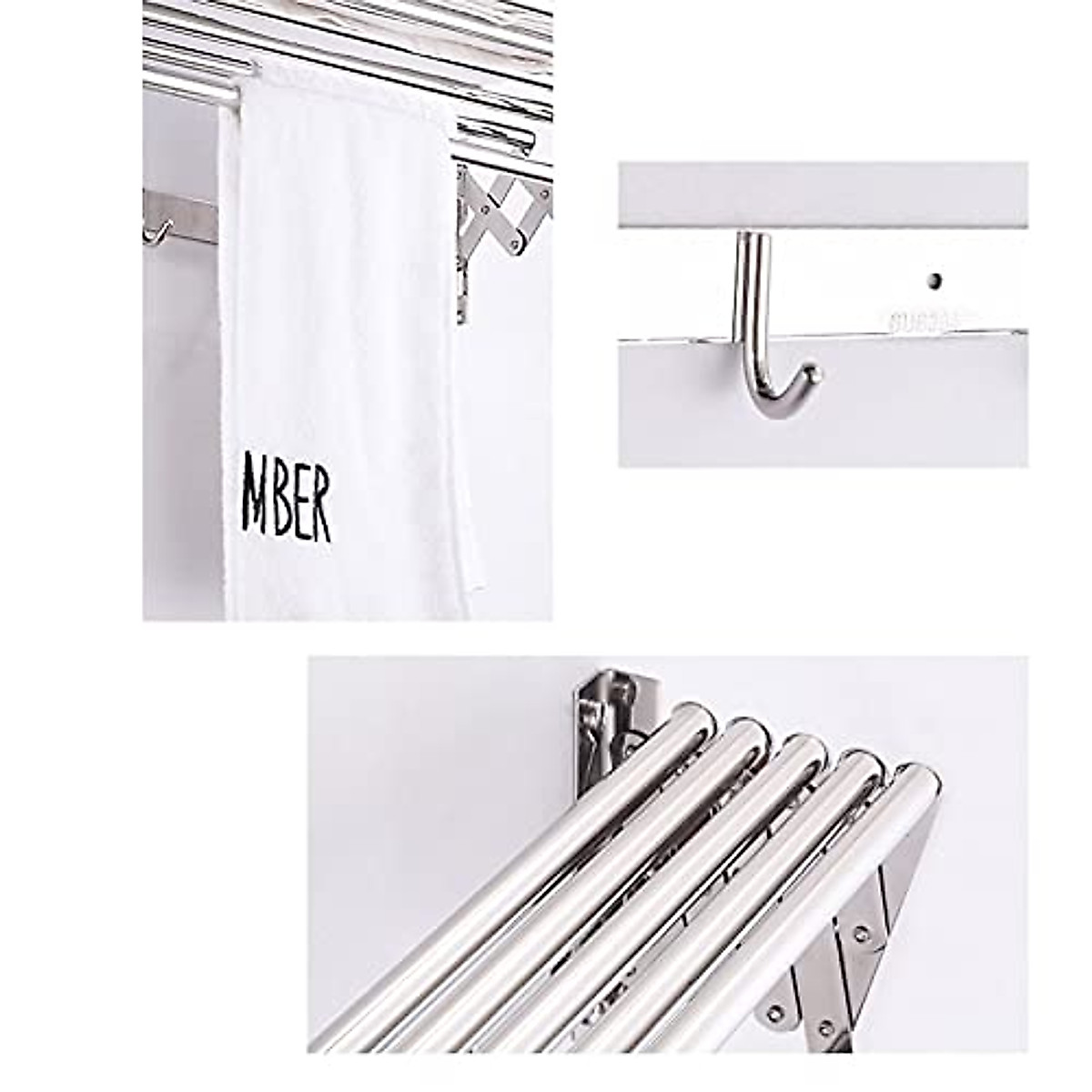 EAFTOS Toxic Free and Safe Telescopic Drying Rack Stainless Steel Wall Mounted Collapsible Drying Rack for Bathroom Kitchen Hotel Balcony
