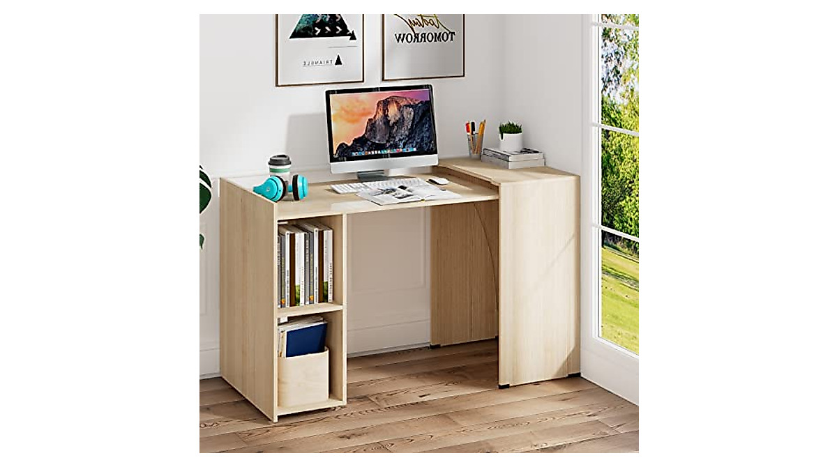 Tangkula Extendable Computer Desk for Small Spaces
