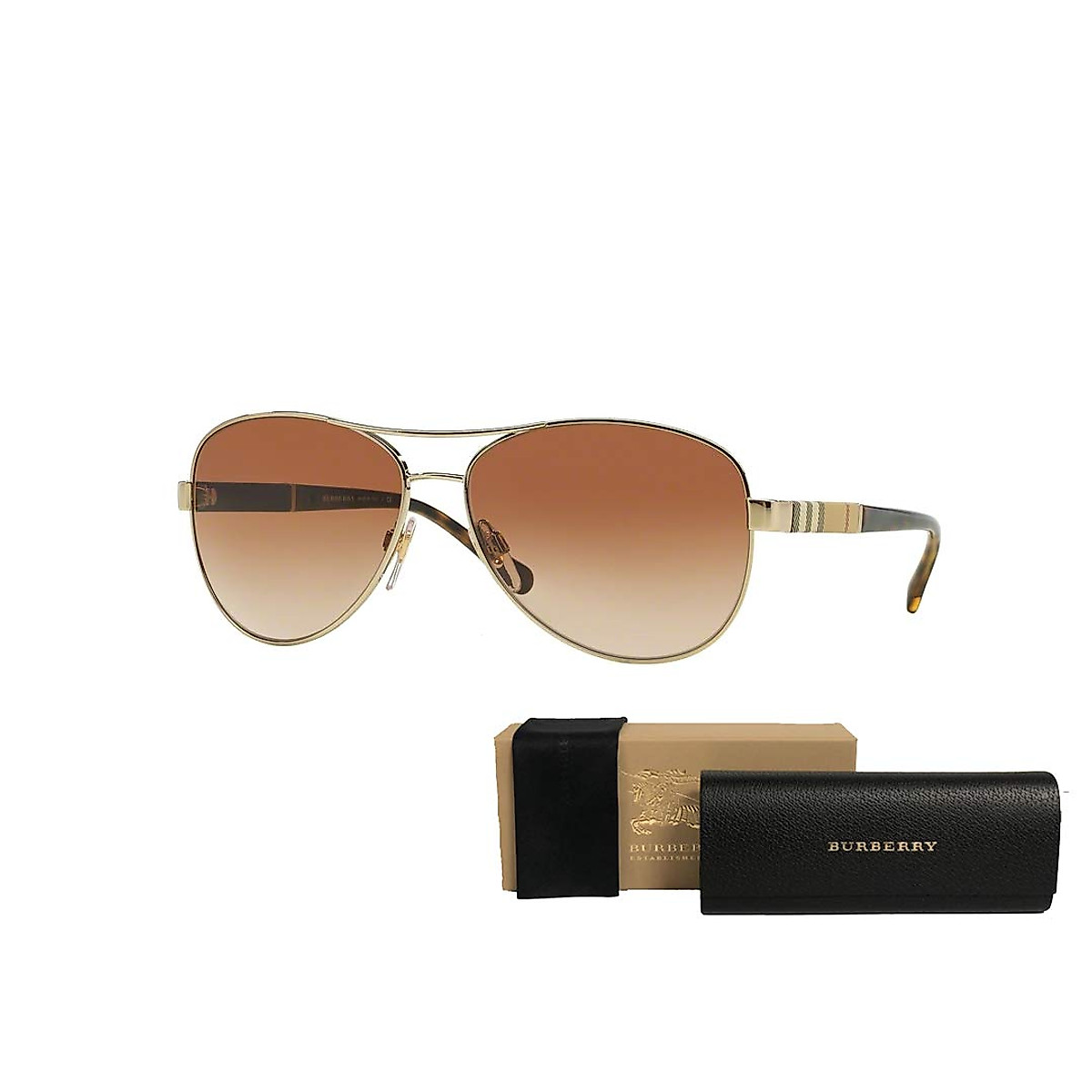 BURBERRY BE3080 114513 59M Light Gold/Brown Gradient Aviator Sunglasses For Women+ BUNDLE with Designer iWear Eyewear Kit