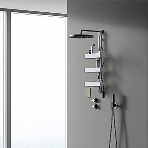 Sharper Image The SpaStudio Hook, Modular Hanging Shower Caddy, Adjustable 3 Tier Design with Customizable Fit and Storage