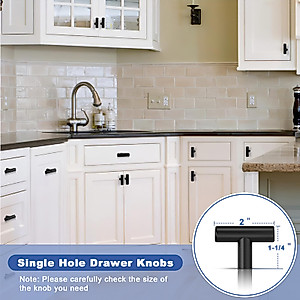 Estmoon 30 Pack Cabinet Knobs Matte Black Drawer Knobs Stainless Steel 2 Inch Overall Length Dresser Knobs for Cabinets Cupboard Bathroom Kitchen Hardware, Single Hole T Bar Knobs