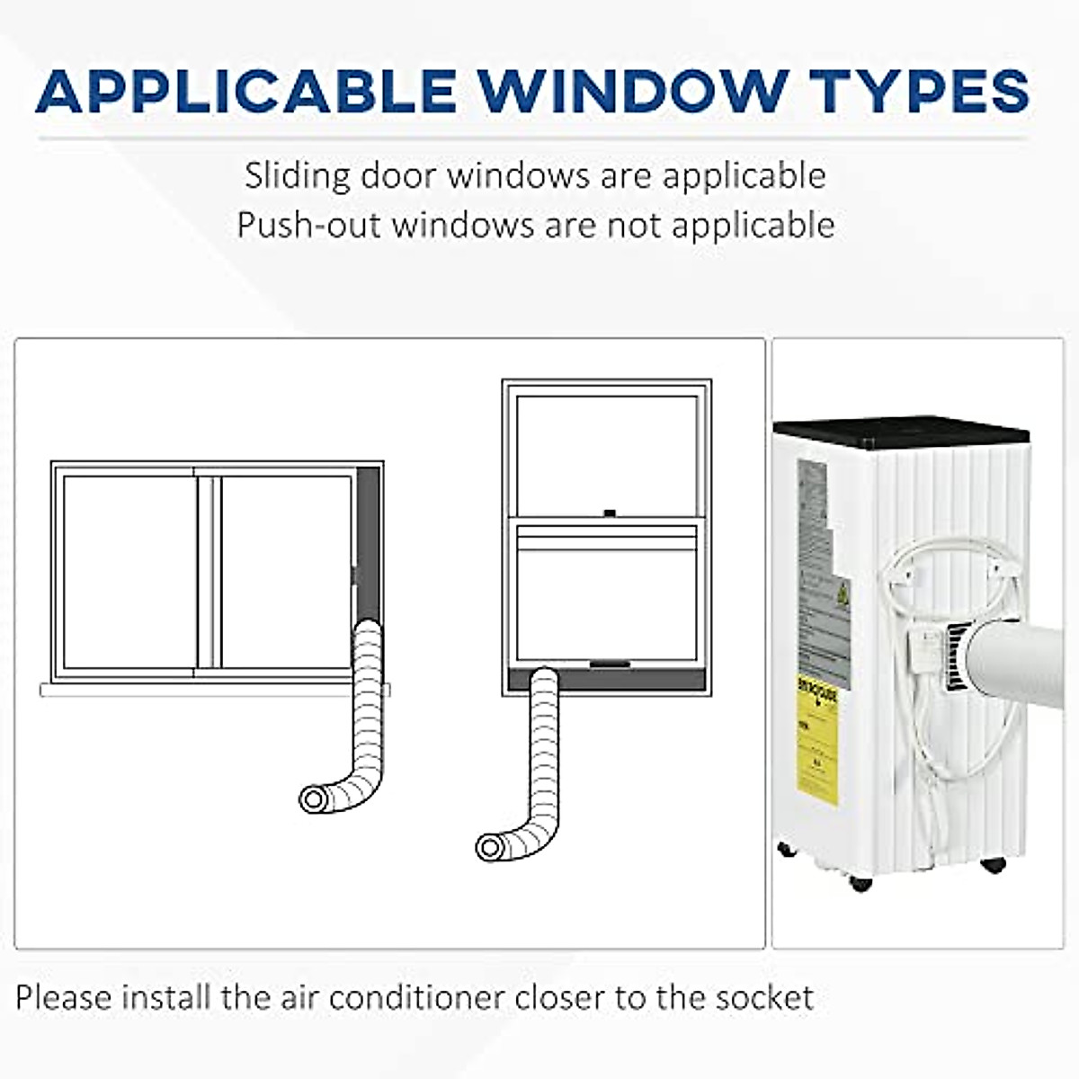 HOMCOM 10,000 BTU Smart WiFi Portable Air Conditioners for Rooms Up to 237 Sq. Ft., Cool Dehumidifier Fan 3-in-1 Portable AC Unit with Remote, 24H Timer, Window Mount Kit Included, White