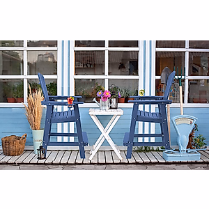 FUNBERRY Tall Adirondack Chair,Balcony Chair with Connecting Tray,Adirondack Bar Stools with Cup Holder,High Top Adirondack Chairs,Resin High Back Outdoor Chairs,Lifeguard Chair