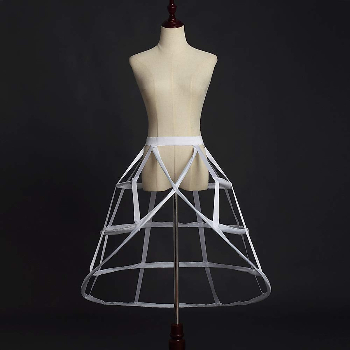Pannier Petticoat Women Victorian Bustle Cages Hoop Skirt Cage Skirt for Women (Victorian White 4 Hoops)