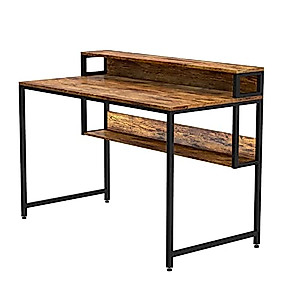 HAISEN Computer Desk with Shelf and Monitor Stand (XL)