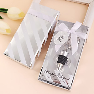 12 Pieces Heart Wine Stoppers Wedding Bridal Favor for Guests Silver Heart Wine Bottle Stoppers Heart Champagne Stoppers Wine Savers Metal Wine Cork Holder Plugs with Gift Boxes for Wedding Party