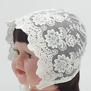 Nihao Baby Baptism Bonnet (F-White Simple Lace Bonnet, 1-2 Years Old)