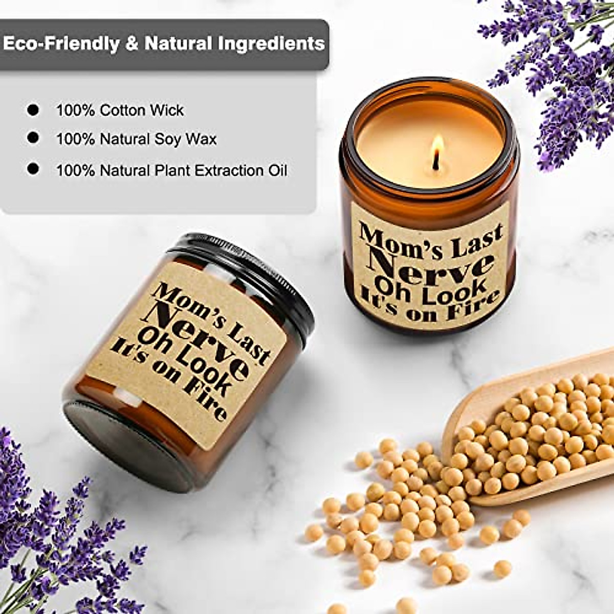 Scented Candle, Birthday Gifts for Mom, HBESTIE Lavender Soy Candles Gifts, Mother's Day Gifts from Daughter Son, Great Mother Gifts, Funny Gifts, Candle Gifts for Women, Thank You Gifts for Mom, Her