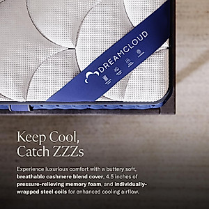 DreamCloud 14" Twin XL Mattress - Luxury Hybrid Gel Memory Foam - 365 Night Trial - 7 Premium Pressure-Relieving Layers - Forever Warranty - CertiPUR-US Certified