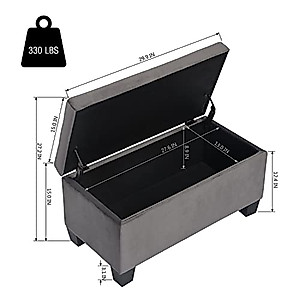 Homy Casa 30'' Storage Ottoman Tufted Velvet Ottoman Bench Upholstered Ottoman with Storage/Lid/Hinge, Modern Foot Rest Stool for Living Room Bedroom Entryway, Grey