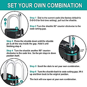 ZHEGE Gym Lock, 4 Digit Combination Lock for Locker, Fence, School, Toolbox, Hasp Storage (Black)