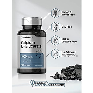 Calcium D-Glucarate 1000mg | 120 Capsules | Non-GMO, Gluten Free Supplement | by Horbaach