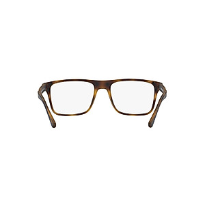 Emporio Armani Men's EA4115 Prescription Eyewear Frames with Two Interchangeable Sun Clip-Ons Rectangular, Matte Havana/Clear/Brown Gradient/Blue Mirrored, 54 mm