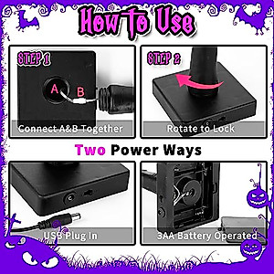 RJZZ 24LED Lighted Halloween Tree 2FT Hocus Pocus Decor Spooky Tree with 21pcs Hanging Ornaments Halloween Decorations Indoor USB/Battery Operated Halloween Decor for Table Centerpiece, Office