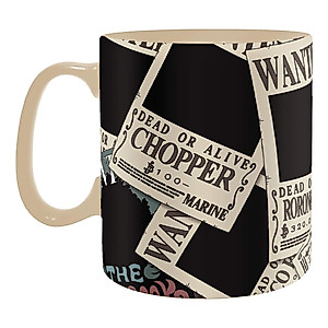 ABYSTYLE One Piece Straw Hat Crew Magic Heat Change Ceramic Coffee Tea Mug 16 Oz. & Absorbent Coaster Gift Set Anime Manga Drinkware 2 Pcs