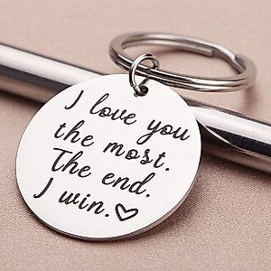Couple Key Chain Gifts for Him Her-Husband for Girlfriend Boyfriend Wife Keychain Gifts for Anniversary Birthday Wedding Gifts from Wifey Hubby Valentine Day Gifts-I Love You Most The End I Win