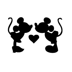 Mickey And Minnie Kissing Car Truck Laptop Helmet Toy Box Tumbler Cup Die Cut Vinyl Decal Sticker (black, 6")