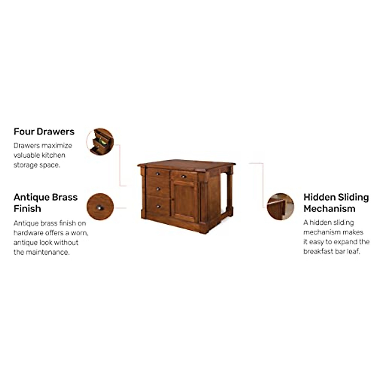 Aspen Rustic Cherry Kitchen Island by Home Styles