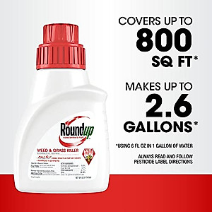 Roundup Concentrate Plus Weed and Grass Killer - Includes Easy Measure Cap, 16 oz.