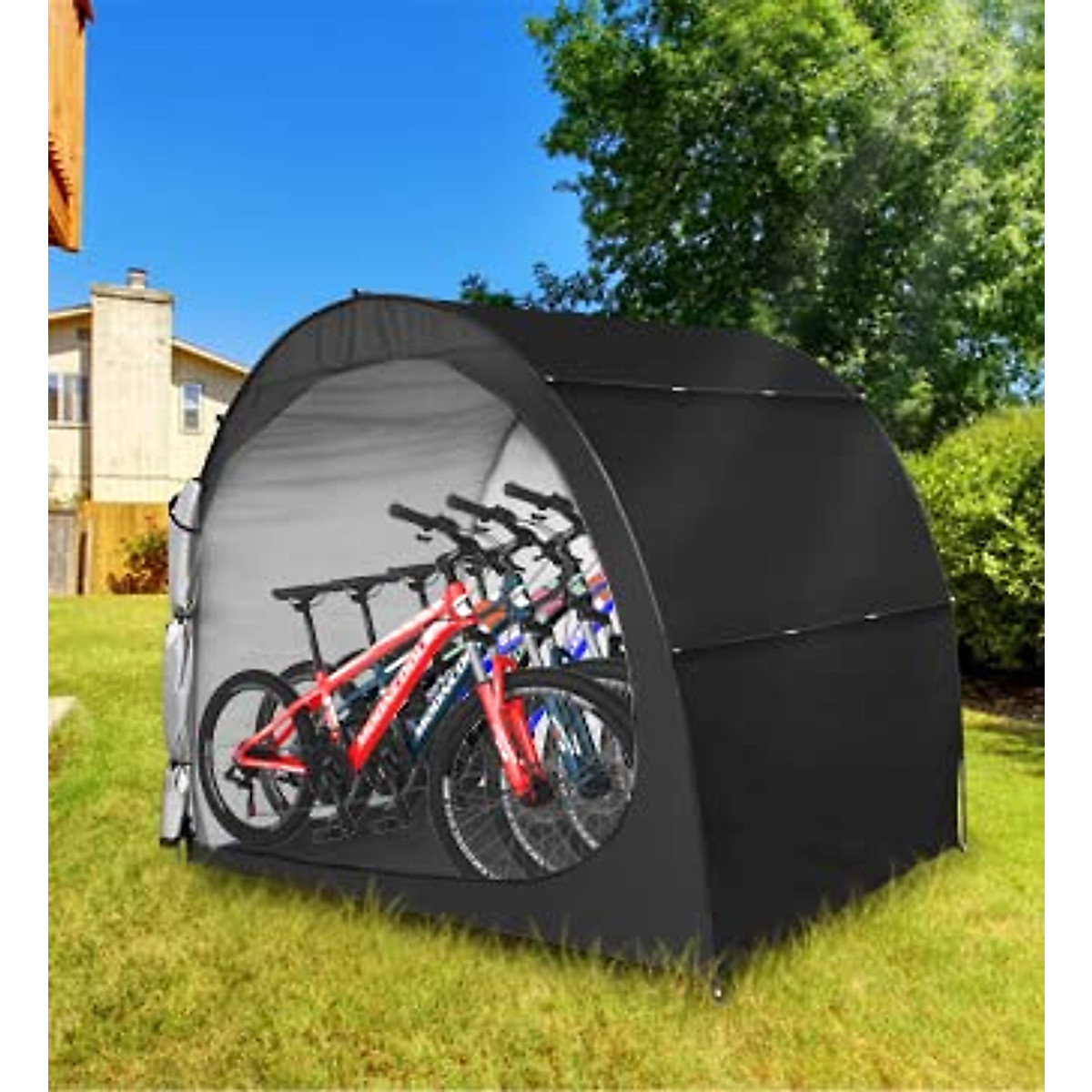 H&ZT Bike Storage Tent - 6.5' x 5.3'x 5.3' Outdoor Bike Cover - Waterproof Lawn Mower Garden Tools Shed - Backyard Storage Tent Shelter W/Fixing Peg