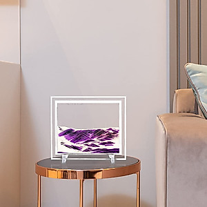 Muyan Moving Sand Art Picture Sandscapes in Motion Dynamic Sand Picture Glass 3D Deep Sea Display with Stand Decor Desktop Home Office Creative Gift (Purple, 7inch)