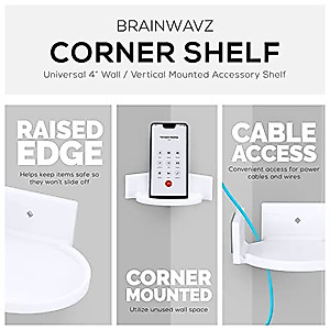 BRAINWAVZ 4” Small Floating Shelf, Adhesive & Screw in, for Bluetooth Speakers, Cameras, Plants, Toys, Books & More, Easy to Install Shelves Wall Mount (White)