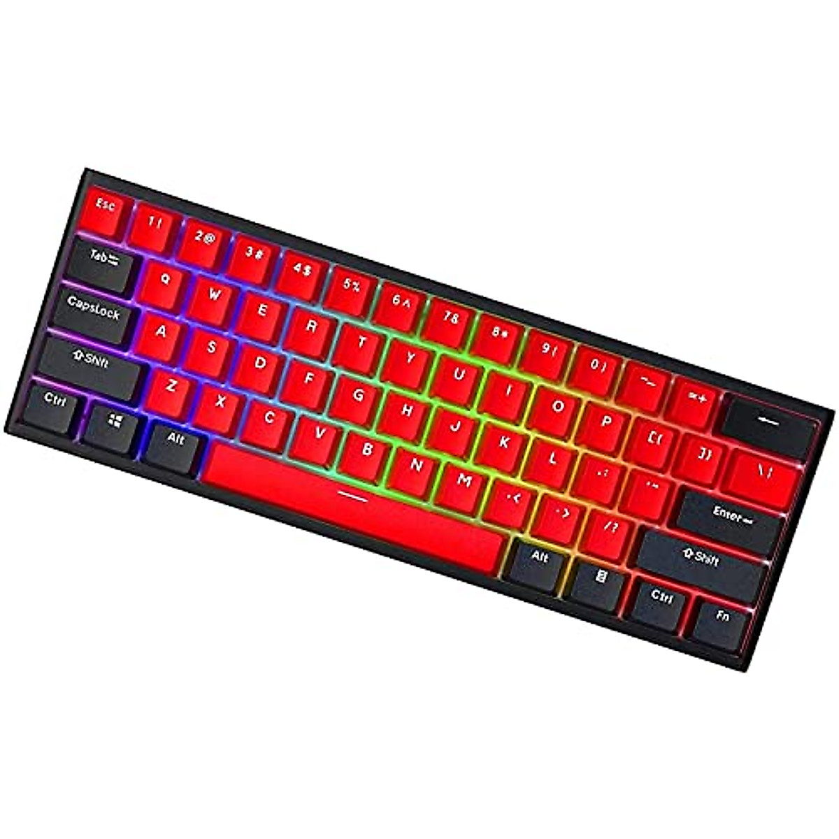 BOYI Wired 60% Mechanical Gaming Keyboard,Mini RGB Cherry MX Switch PBT Keycaps NKRO Programmable Type-C Keyboard for Gaming and Working (Black Red Rose Color,Cherry MX Blue Switch)