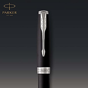 PARKER Sonnet Rollerball Pen, Matte Black Lacquer with Palladium Trim, Fine Point Black Ink (1931523), Matte Black and Chrome
