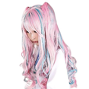 NEARTIME Cosplay Synthetic Curly Wigs, Colorful Beautiful Long Cool Full Lace Front Hair Girl Curly Multicolor Hair Wig