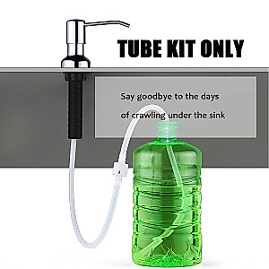 Soap Dispenser Extension Tube Kit with Check Valve, 47" Under Counter Soap Dispenser Tube for Kitchen Sink, Fit Most Soap Containers, Powerful Suction, Never Fill The Little Bottle Again SonTiy