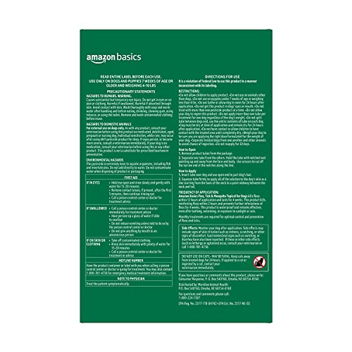 Amazon Basics Flea, Tick & Mosquito Topical Treatment for Small Dogs (4-10 pounds), 6 Count (Previously Solimo)