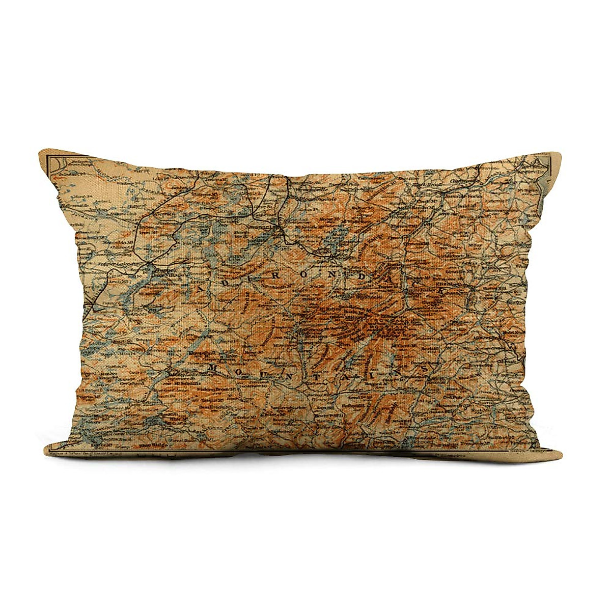 Topyee Throw Pillow Cover 12x20 Inch History Adirondacks Map from Baedeker Travel County Forests Mountains Home Decor Pillowcase Lumbar Pillow Case Cushion Cover for Sofa Couch Bed