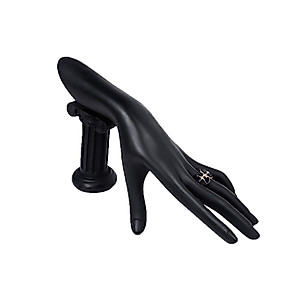 ACEFEEL Rose Gold Plated AAA Zircon Crystal Luxurious Black Enamel Flower Design Cocktail Ring Size 8