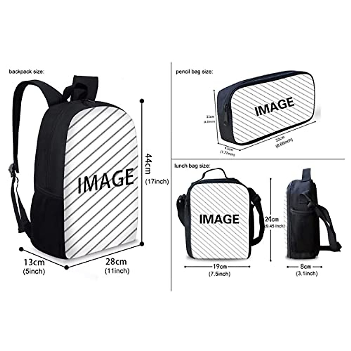 POLERO Floral Horse Backpack for Women Girls Cute Horses Schoolbag Sets for Casual 3pcs Rucksack + Pencil Bag + Lunch Box