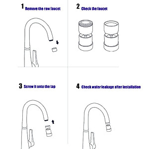 3 Pieces 3-Color Temperature Sensitive Gradient LED Water Faucet Light Water Stream Color Changing Faucet Tap Sink Faucet for Kitchen and Bathroom