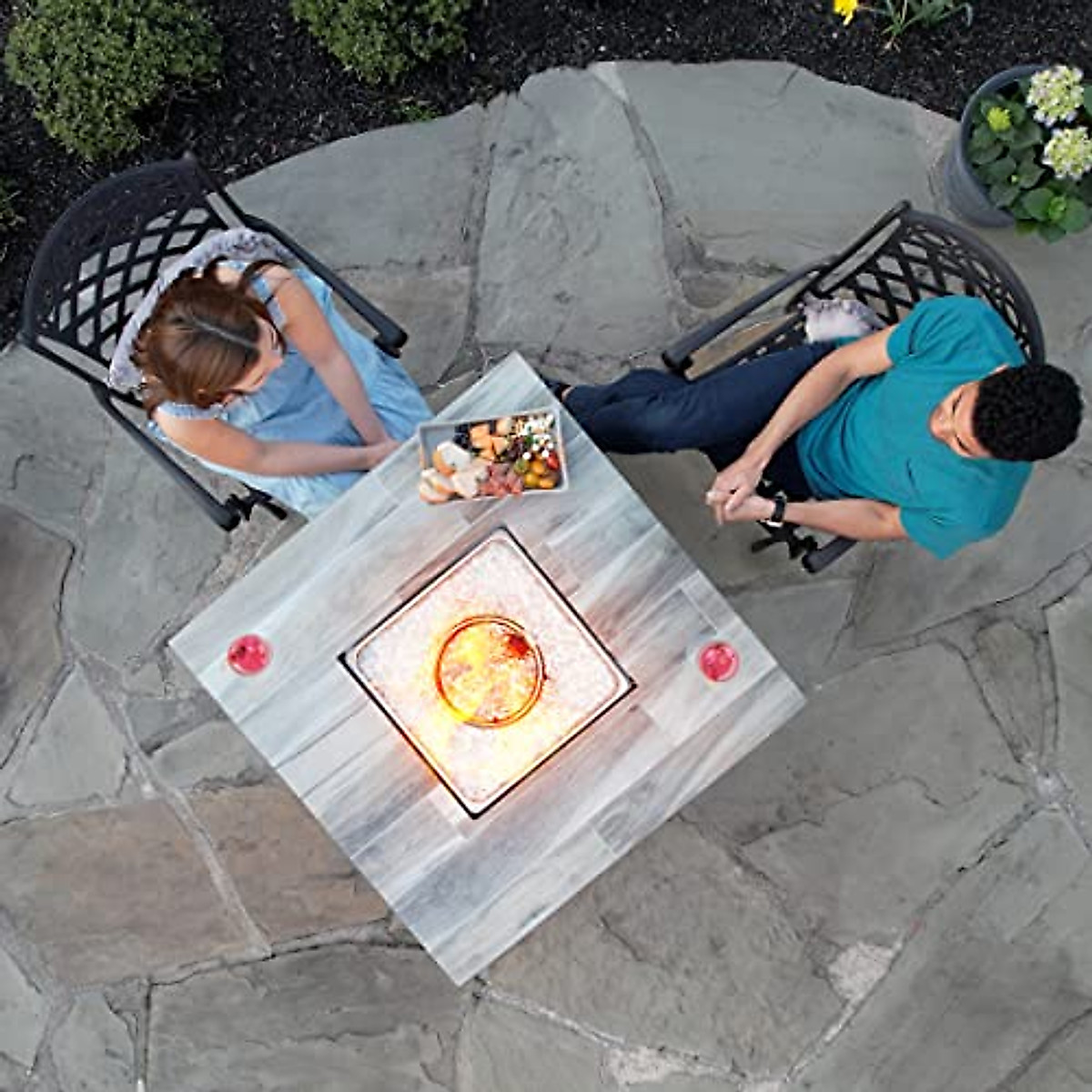 Hayden Gray 38" Square Dual Heat Gas Fire Pit