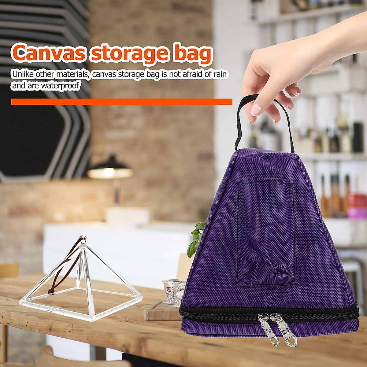 Vaguelly Crystal Singing Pyramid Case, Resistant Storage Bag Carrying Pouch, Purple