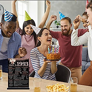 Vlipoeasn 30th Birthday Anniversary Table Decoration 1993 Poster for Women, Rose Gold Back in 1993 Acrylic Table Sign with Wooden Stand, 30 Year Old Birthday Party Centerpieces Gift Supplies