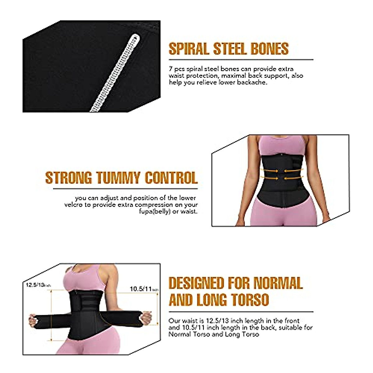 FeelinGirl Waist Trainer for Women Long Torso Waist Trainer Lower Belly Fat Workout Waist Trainer XX-Large