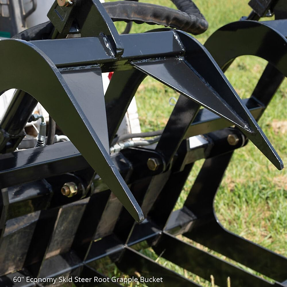Titan Attachments 72in Economy Skid Steer Root Grapple Bucket Attachment, 3/8in Thick Steel Frame, Quick Tach Mounting System