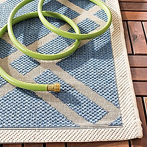 SAFAVIEH Courtyard Collection 9' x 12' Blue/Beige CY6923 Trellis Indoor/ Outdoor Waterproof Easy-Cleaning Patio Backyard Mudroom Area-Rug