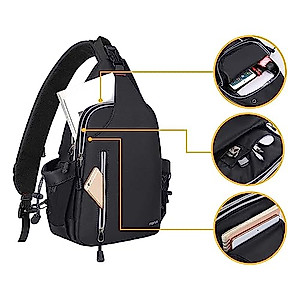 MOSISO Sling Backpack Double Layer Hiking Daypack Men/Women Chest Shoulder Bag, Black