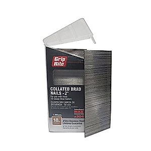 Grip Rite Prime Guard MAXB64878 18-Gauge 304-Stainless Steel Brad Nails in Belt-Clip Box (Pack of 1000), 2"