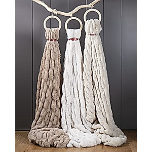 Luxury Concepts Lightweight Faux Rabbit Fur Throw Blanket, Ruched Elegant Wrinkle Resistant, Anti-Static and Washable for Couch Sofa Bed, 50" x 60" in (Off White)