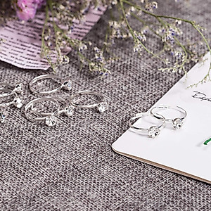 Whaline 36 Packs Silver Diamond Engagement Rings Bridal Shower Rings for Wedding Table Decorations, Party Supply, Favor Accents, Cupcake Toppers