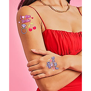 xo, Fetti Pink Bachelorette Temporary Tattoos - 46 Foil Styles | Bachelorette Party Decoration, Bach Party Favor, Girly Y2k, Cute