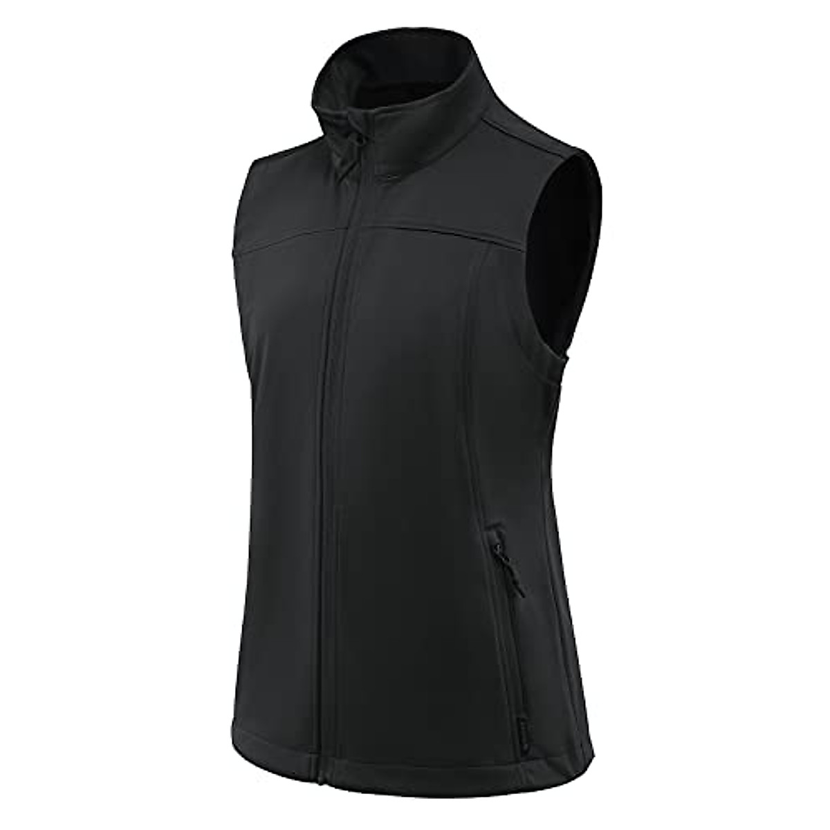 BALEAF Women's Lightweight Vest Softshell Sleeveless Jacket Windproof Stand Collar with Zipper Pockets Running Hiking Golf Black M