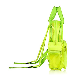 DALIX Small Transparent Clear Backpack in Neon Yellow